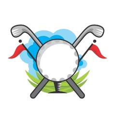 American golfer tee off golf shield woodcut Vector Image