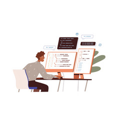 Pc monitor with program coding data Royalty Free Vector