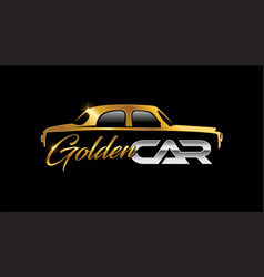 Golden car logo sign Royalty Free Vector Image