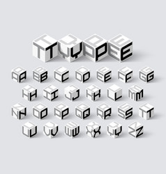 Cube bold font alphabet Royalty Free Vector Image