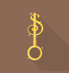 Key to money in flat style icon Royalty Free Vector Image