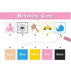 Cut and match colors educational game for Vector Image