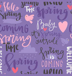 Spring time lettering text greeting card Vector Image