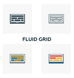 Fluid grid icon set four elements in different Vector Image