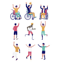 Active disabled people flat isolated Royalty Free Vector