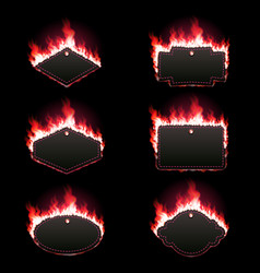 Ring fire flame burning different shapes frames Vector Image