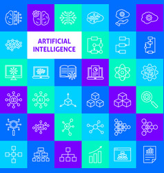 Machine learning line web glyph icons Royalty Free Vector