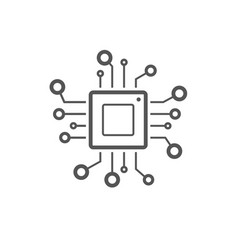 Microchip line icon cpu central processing unit Vector Image