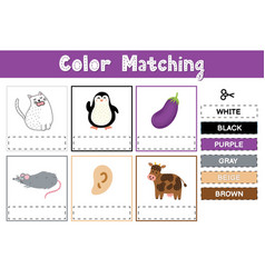 Cut and match colors educational game for Vector Image