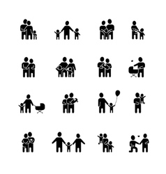 Waving family bw Royalty Free Vector Image - VectorStock