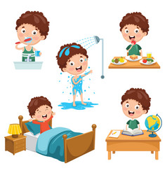 Kids daily routine Royalty Free Vector Image - VectorStock