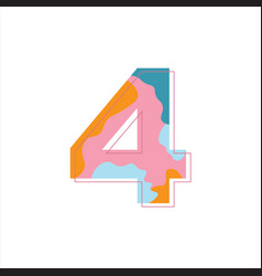 Cartoon balloon number 4 font kids numbers figure Vector Image