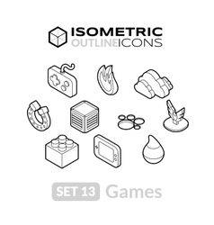 Isometric outline icons set 27 Royalty Free Vector Image