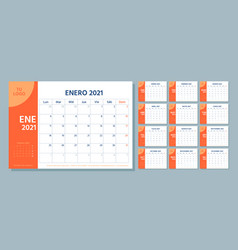 2021 spanish calendar template layout year Vector Image
