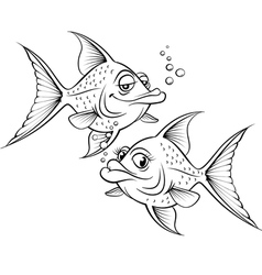 Two fish koi carp moving on circle sketch Vector Image