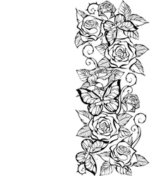Edge contour roses and butterflies Royalty Free Vector Image