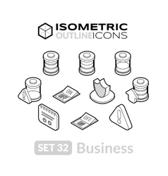 Isometric outline icons set 6 Royalty Free Vector Image