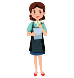Female server serving food Royalty Free Vector Image