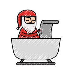 Christmas santa claus reading wish list sledge Vector Image