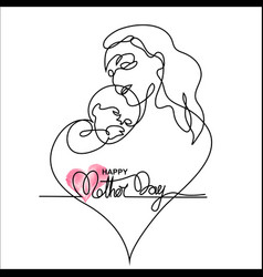 Simple line art a mother holding her baby Vector Image