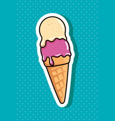 Hand with ice cream and wow expression pop art Vector Image