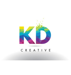 Kd k d colorful letter origami triangles design Vector Image