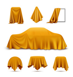 Draping curtains realistic set Royalty Free Vector Image