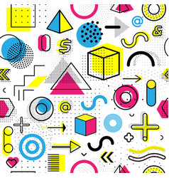 Memphis geometric shapes seamless pattern Vector Image