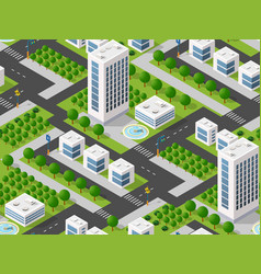Seamless urban plan pattern map isometric night Vector Image