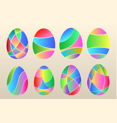 Set of decorative easter eggs in retro colors Vector Image