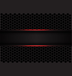 Abstract red line black banner on hexagon mesh Vector Image