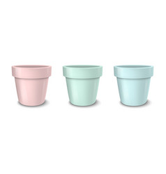Realistic empty flower pot set pastel Royalty Free Vector