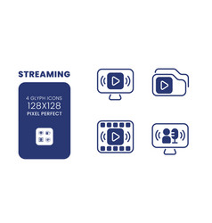 Streaming black solid desktop icons pack Vector Image