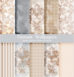 Rococo pattern textures set damask Royalty Free Vector Image