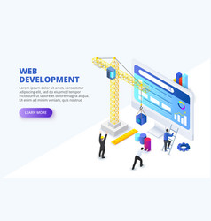 Isometric web development and coding concept app Vector Image