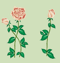 Red roses in cartoon style Royalty Free Vector Image