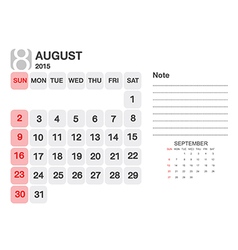 Calendar for 2015 year with flowers Royalty Free Vector