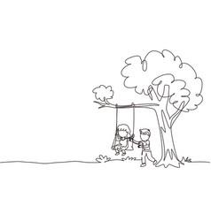 Continuous one line drawing happy cute little kid Vector Image