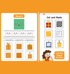 Trace shapes activity page for kids tracing Vector Image