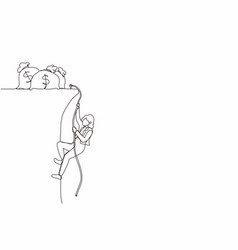 Single one line drawing adventure camping night Vector Image