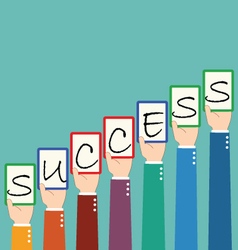 Businessman hold success wording tag Royalty Free Vector