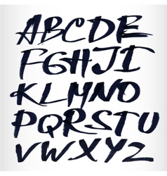 Handwritten calligraphic black watercolor alphabet