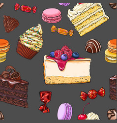 Sketch cake cupcakes and pastries seamless pattern