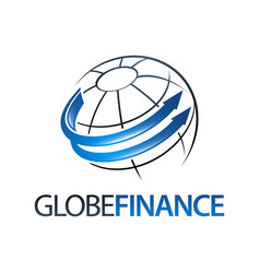 Global finance in globe rotate arrow logo concept Vector Image