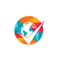 Globe check logo design Royalty Free Vector Image