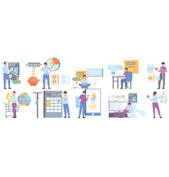 Electricity isometric flowchart Royalty Free Vector Image