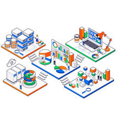 Isometric tech devices connected big data Vector Image