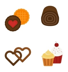 Fresh baked bread products icons isolated Vector Image
