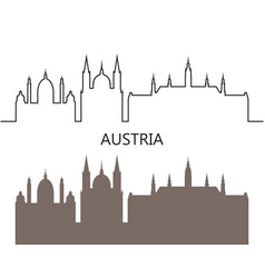 Set of isolated austria landmarks in thin line Vector Image