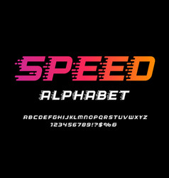 Speed letters set red race font italic bold Vector Image